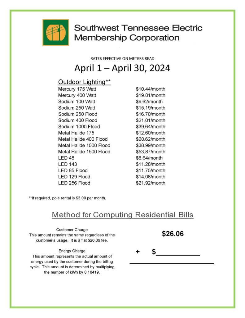 Rates 2024 – Southwest Tennessee Electric Membership Corporation